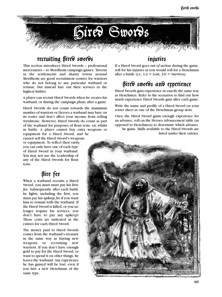 Hired Swords in Mordheim Campaigns | PDF | Magician (Fantasy) | Sword