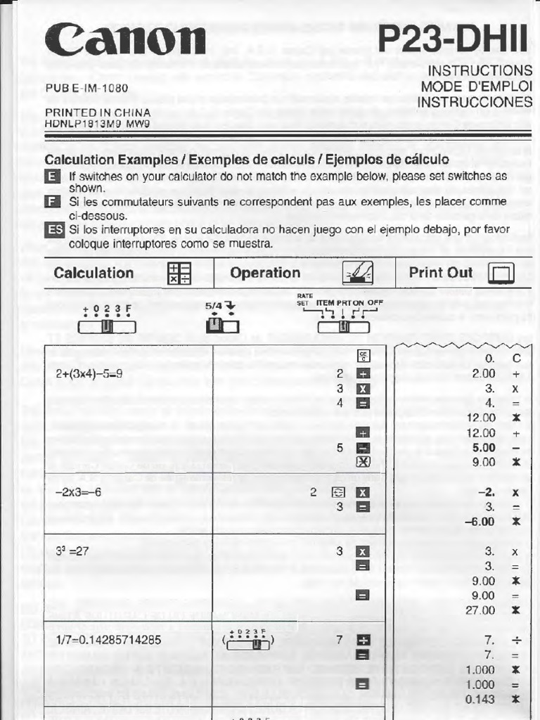 Canon 10-Key Calculator P23-DHII | PDF | Teaching Mathematics | Nature