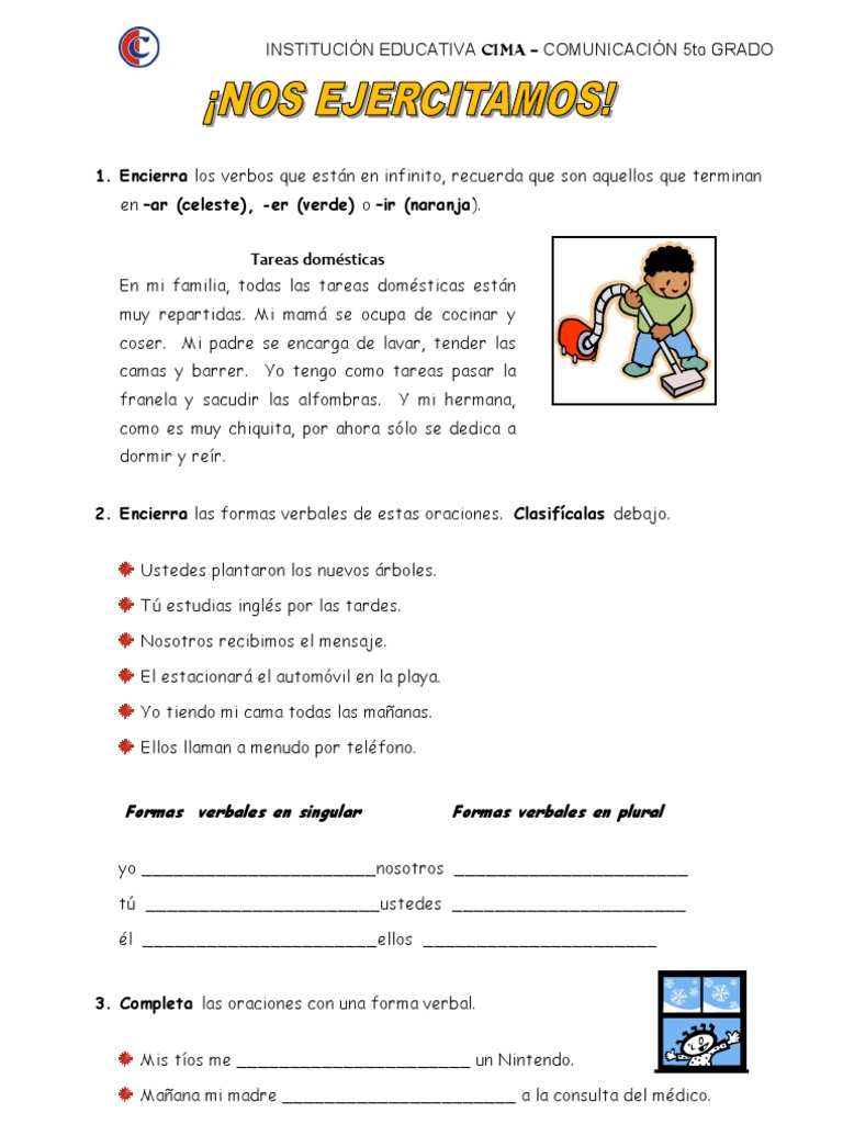 6to. Grado - Lenguaje - Guia 1 - El Verbo-conjugacion y Modos