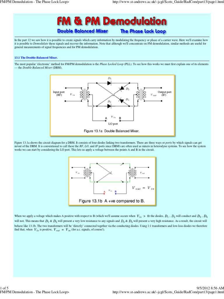PLL for FM/PM Demodulation Explained | PDF | Frequency Modulation ...