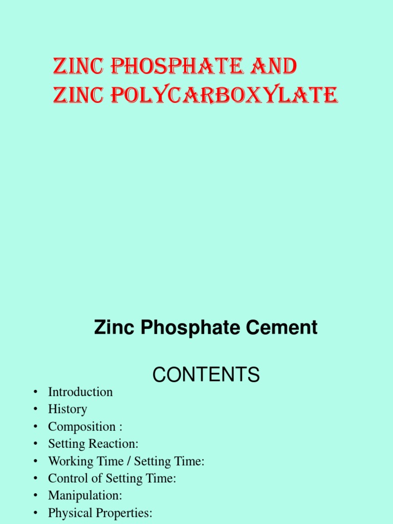 Zinc Phosphate Polycarboxylate | Dental Material | Humidity
