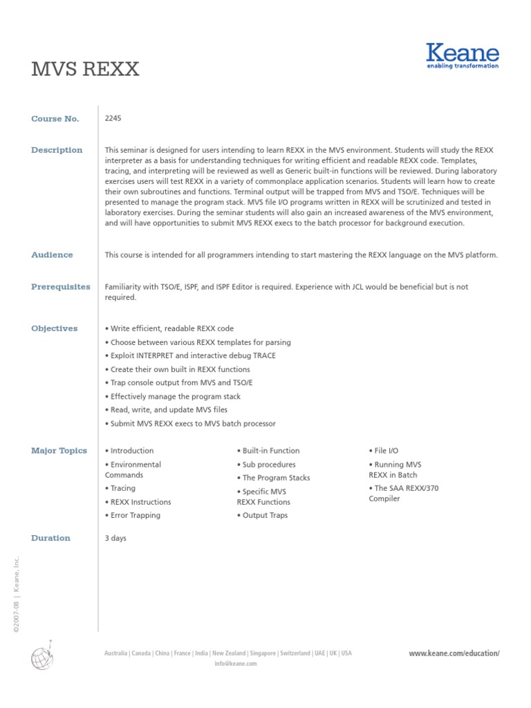 Resources PDF Trainings EC-2245-Mainframe-MVS REXX | PDF | Subroutine | Parsing