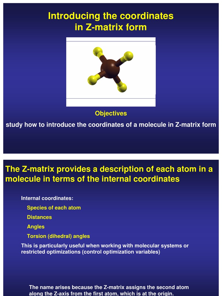 Exercise Z Matrix CH4 | PDF | Molecules | Coordinate System