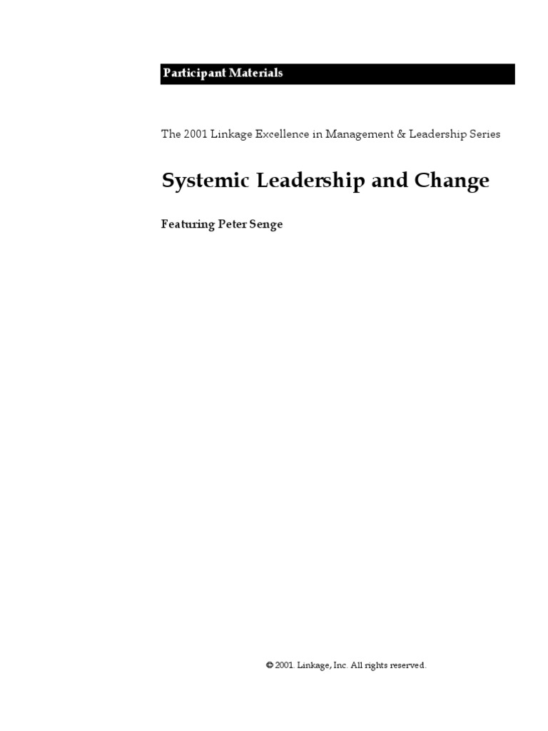 Senge, Peter - Systemic Leadership and Change - Participant Material ...