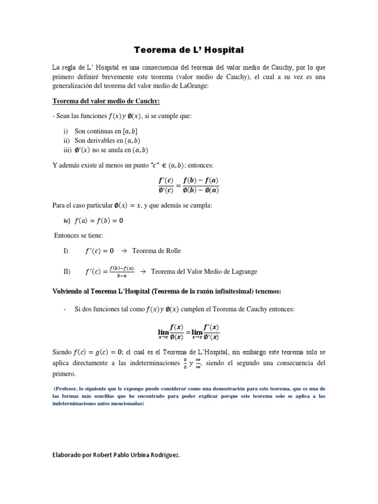 Teorema de L'Hospital | PDF | Prueba matemática | Lógica