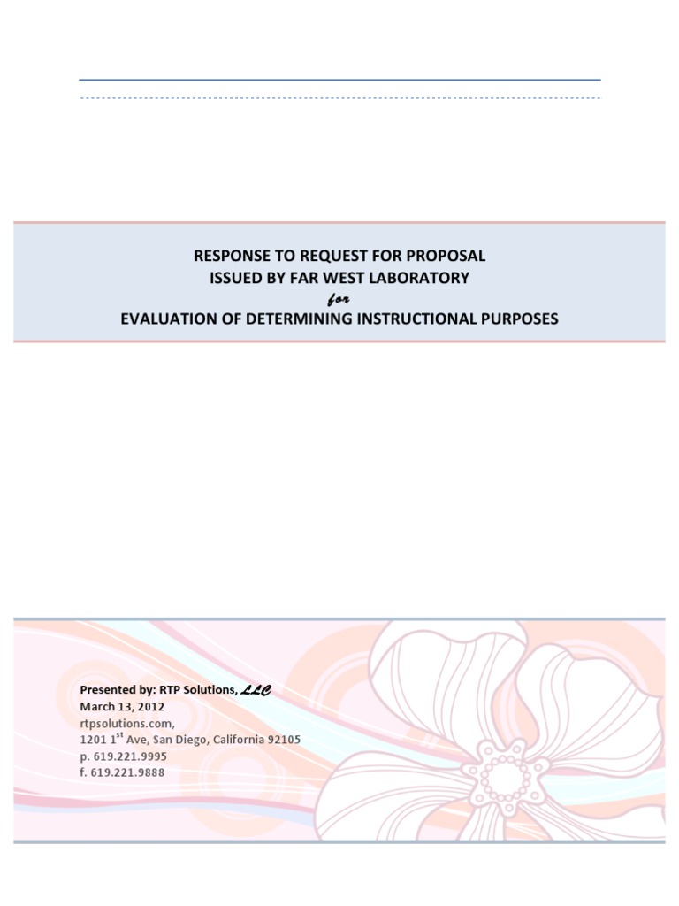 RFP Response | PDF | Survey Methodology | Evaluation