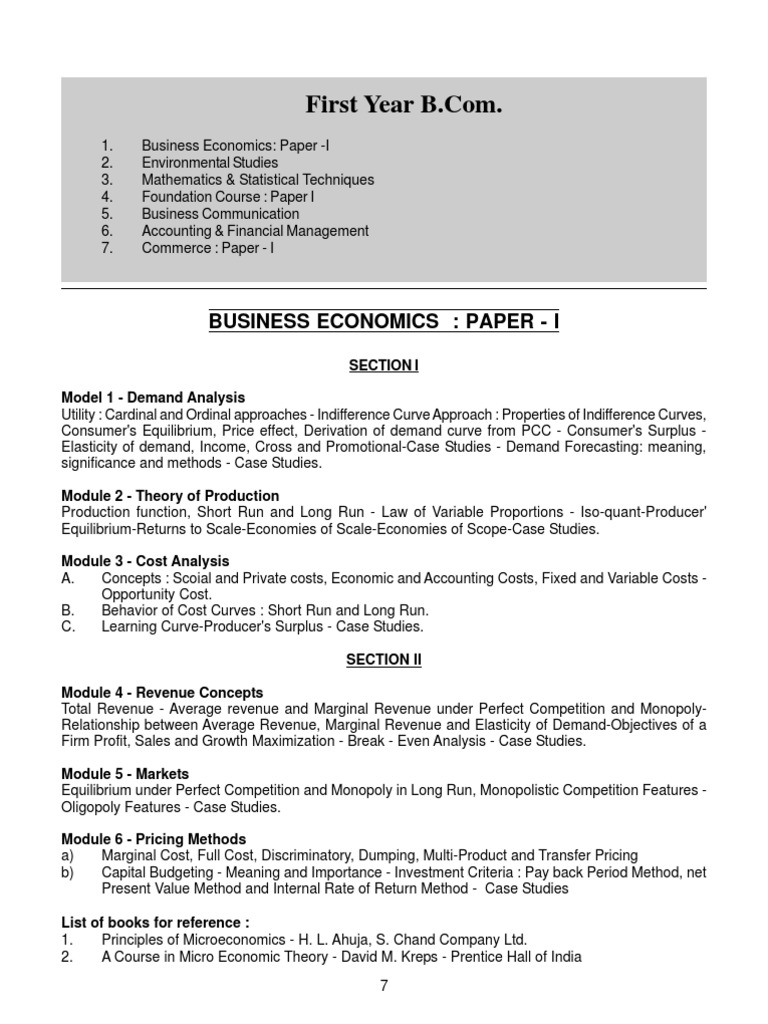 Bcom Syllabus | PDF | Mean | Probability Theory