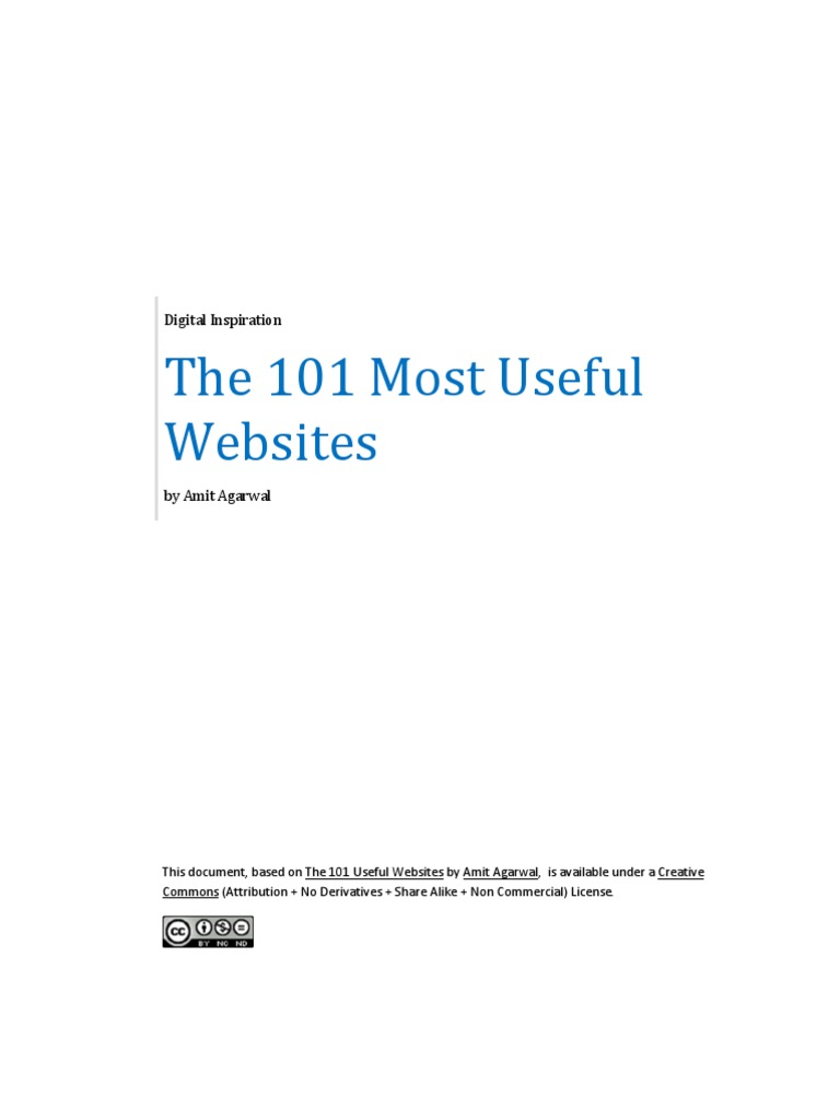The 101 Most Useful Websites: Digital Inspiration | PDF | Art | Computers