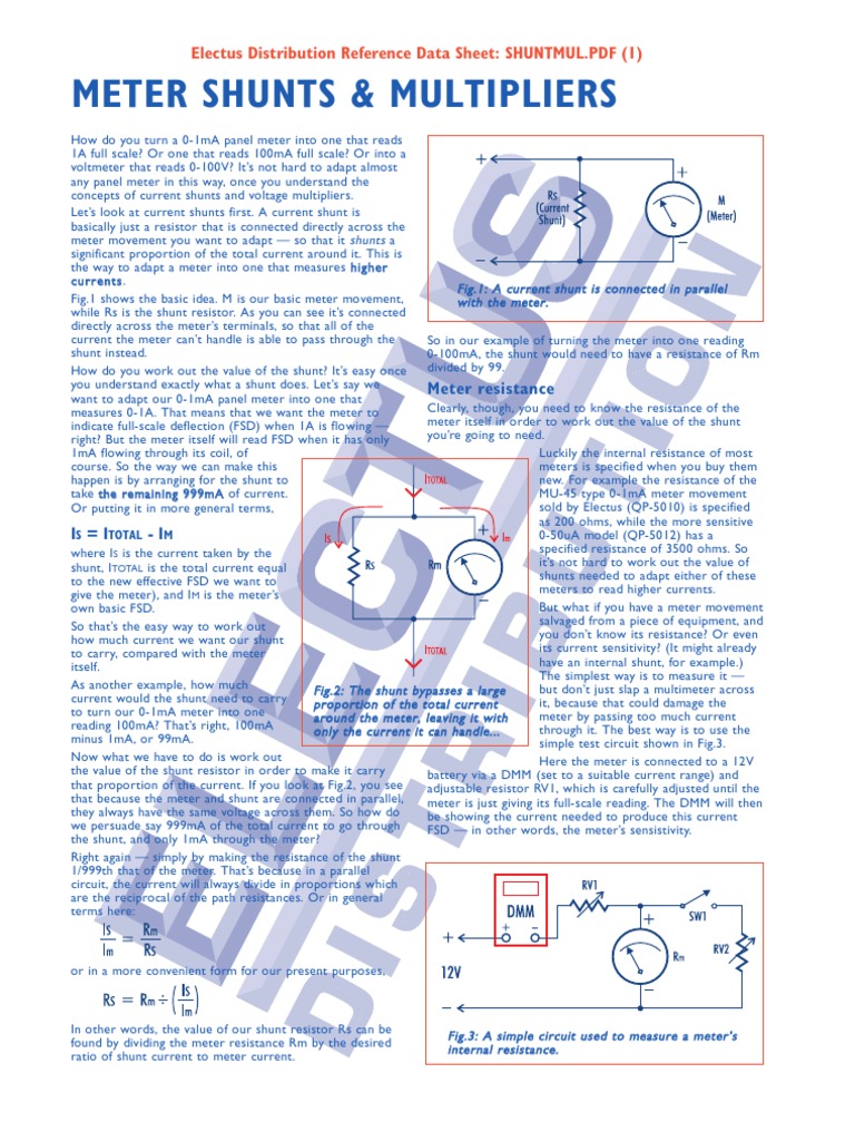 Meter Shunts and Multipliers | PDF | Resistor | Electrical Resistance ...