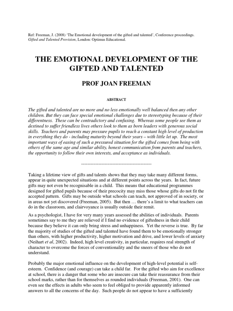 Emotional Development in Gifted Children | PDF | Intellectual ...