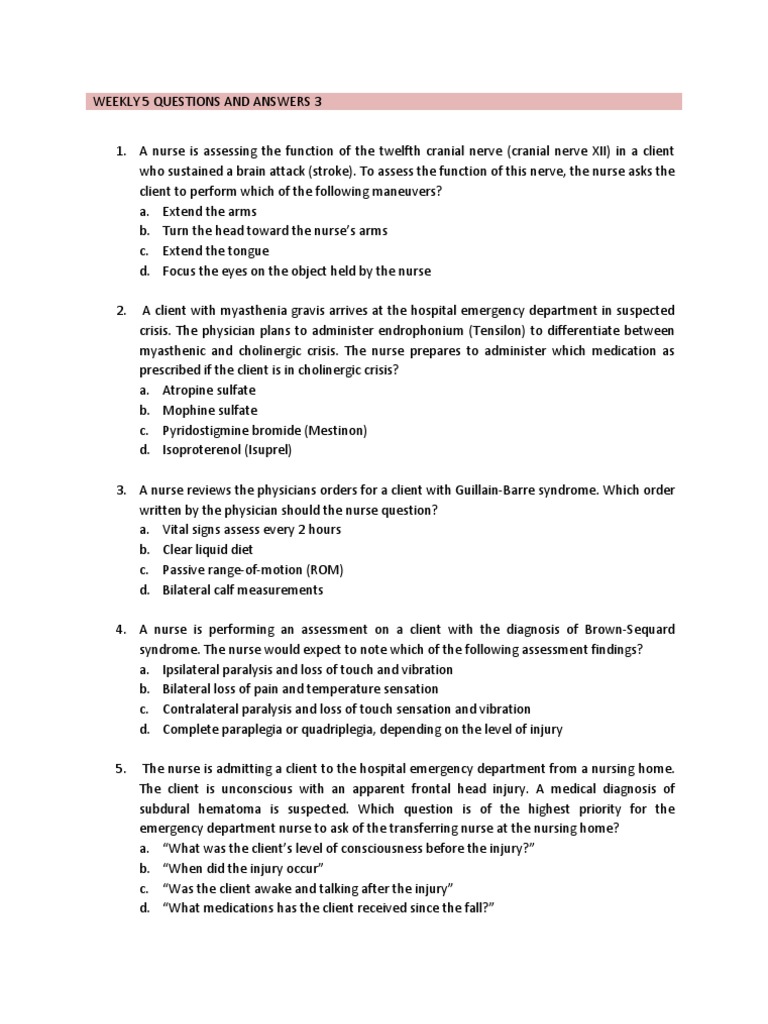 Weekly 5 Qa4 | PDF | Neurology | Medical Specialties