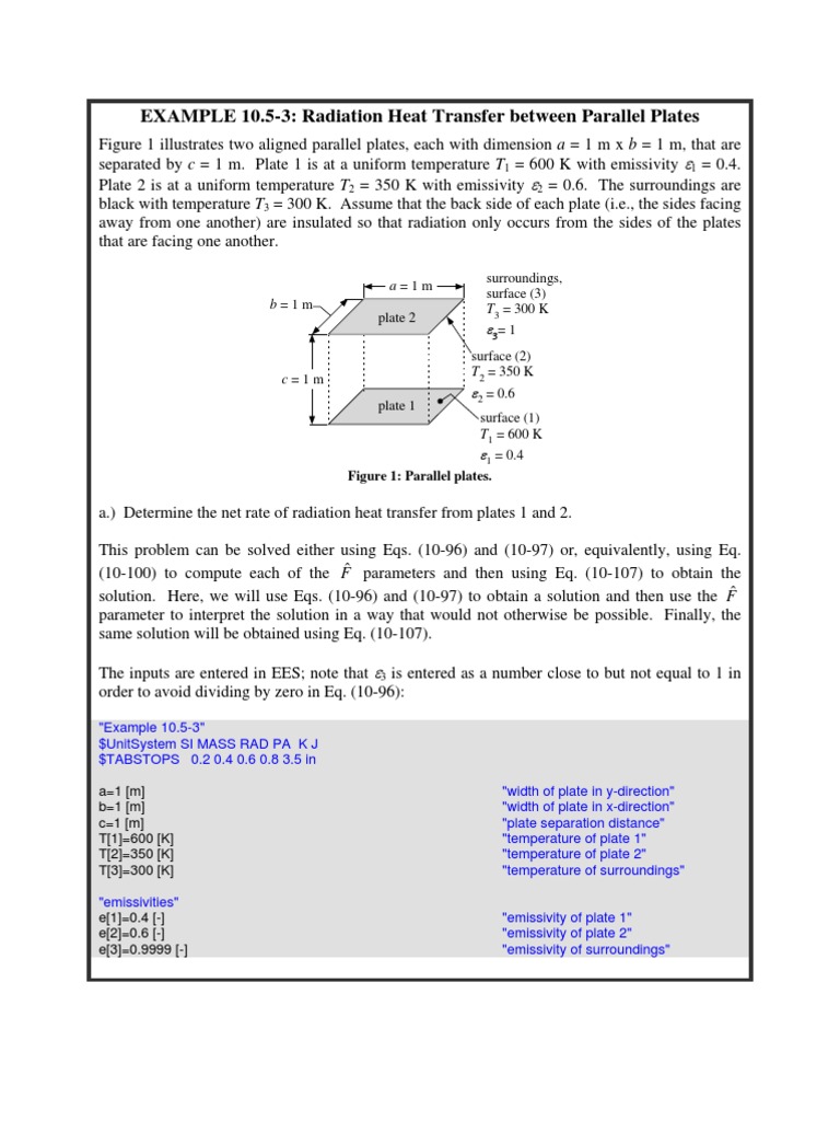Radiation Heat Transfer Between Parallel Plates | Temperature | Heat ...