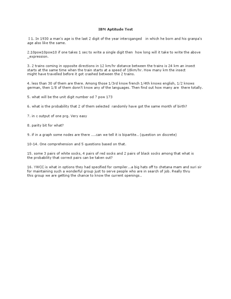 IBM Aptitude Test - Paper4 | PDF