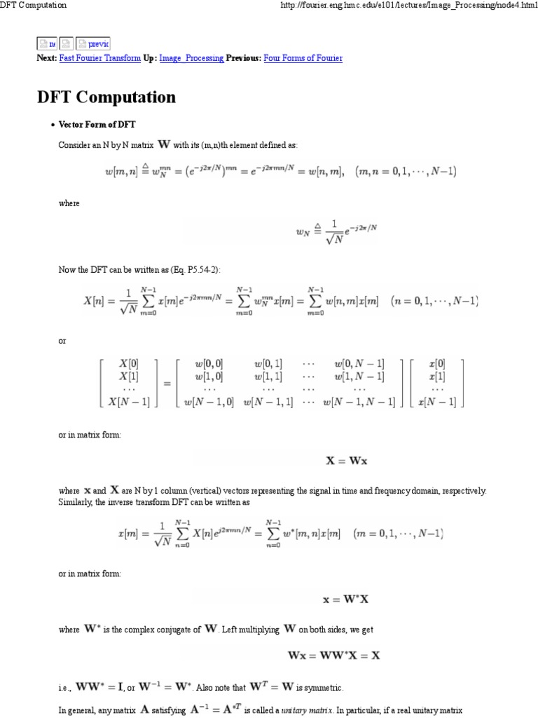 DFT Computation: Next Previous Fast Fourier Transform Image ...