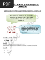 Atividade de Matematica Expressoes Numericas 5º Ou 6º Ano Respostas PDF | PDF