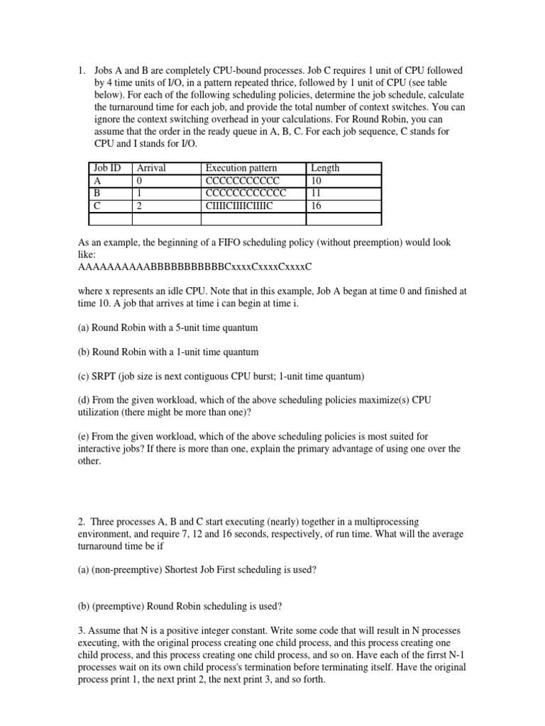 Os Exercices 1 | PDF | Scheduling (Computing) | Process (Computing)