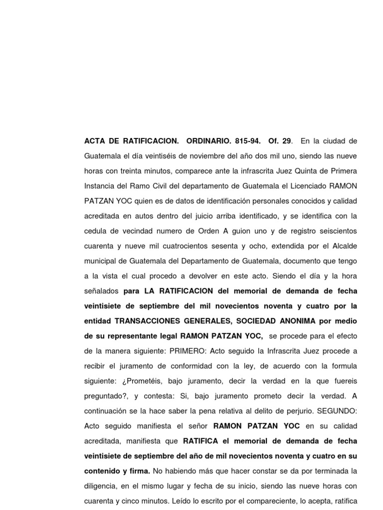 Acta de Ratificacion | PDF | Derecho
