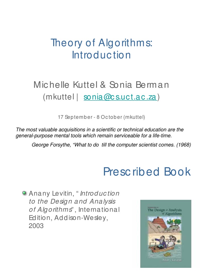 Algorithms Chapter 1 Intro Pdf Algorithms Areas Of Computer Science 