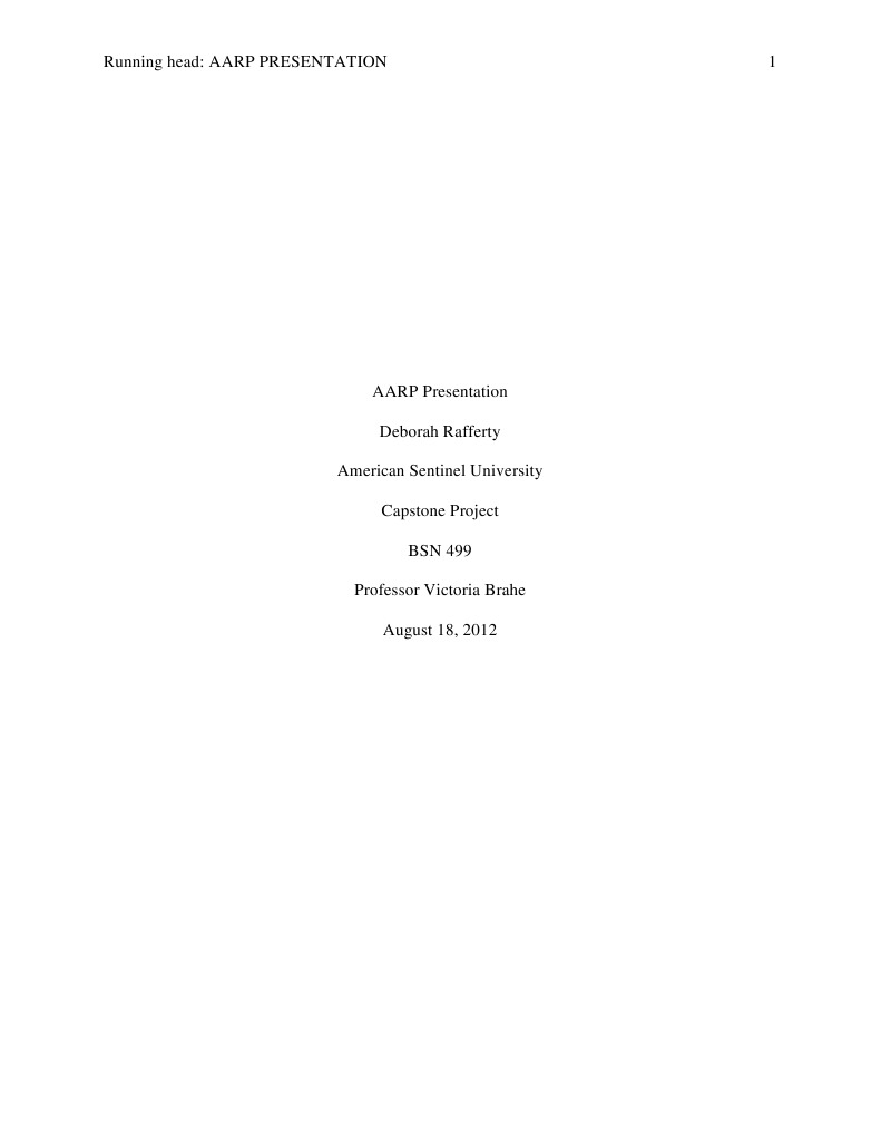 Running Head: AARP PRESENTATION 1 | PDF | Nursing | Chronic Condition