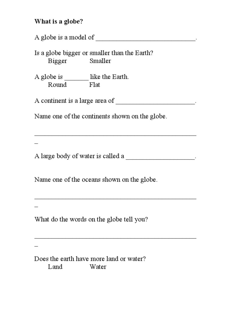 Understanding Globes and Continents | PDF