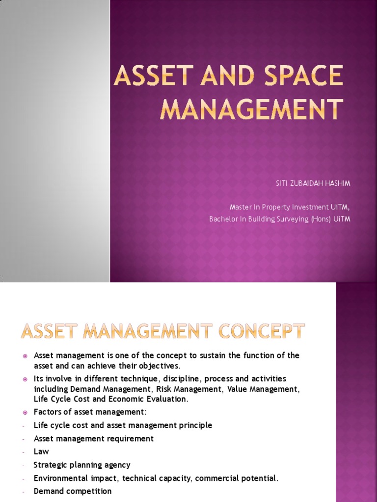 Lecture 1 Asset and Space Management | PDF | Asset Management ...