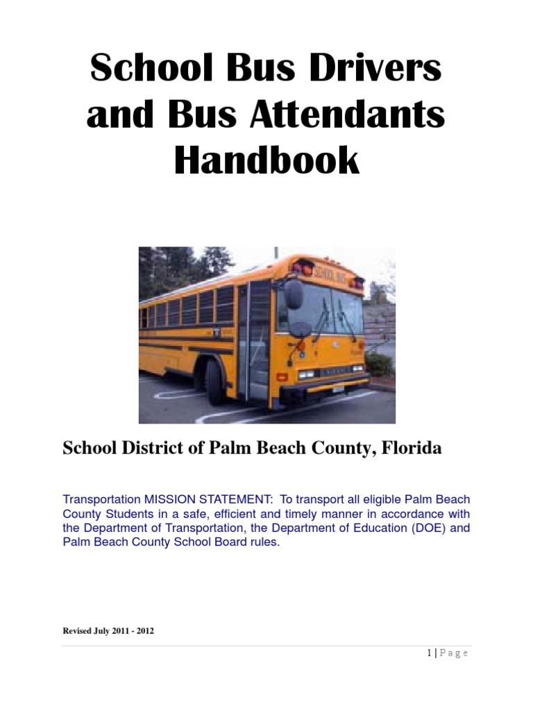 School Bus Operators and Bus Attendant Handbook | PDF | School Bus | Bus