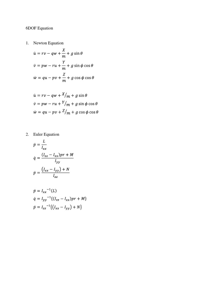 Missile 6DOF Equation | PDF | Mechanics | Mathematical Analysis