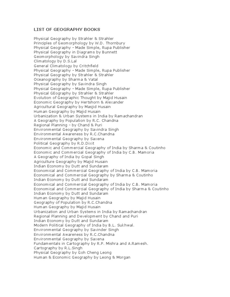List of Geography Books | Download Free PDF | Geography | Environmental ...