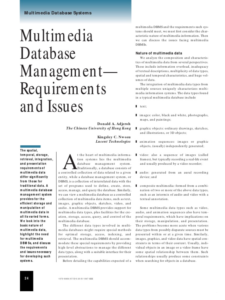 Multimedia Database Management - Requirements and Issues | PDF | Data Model | Databases