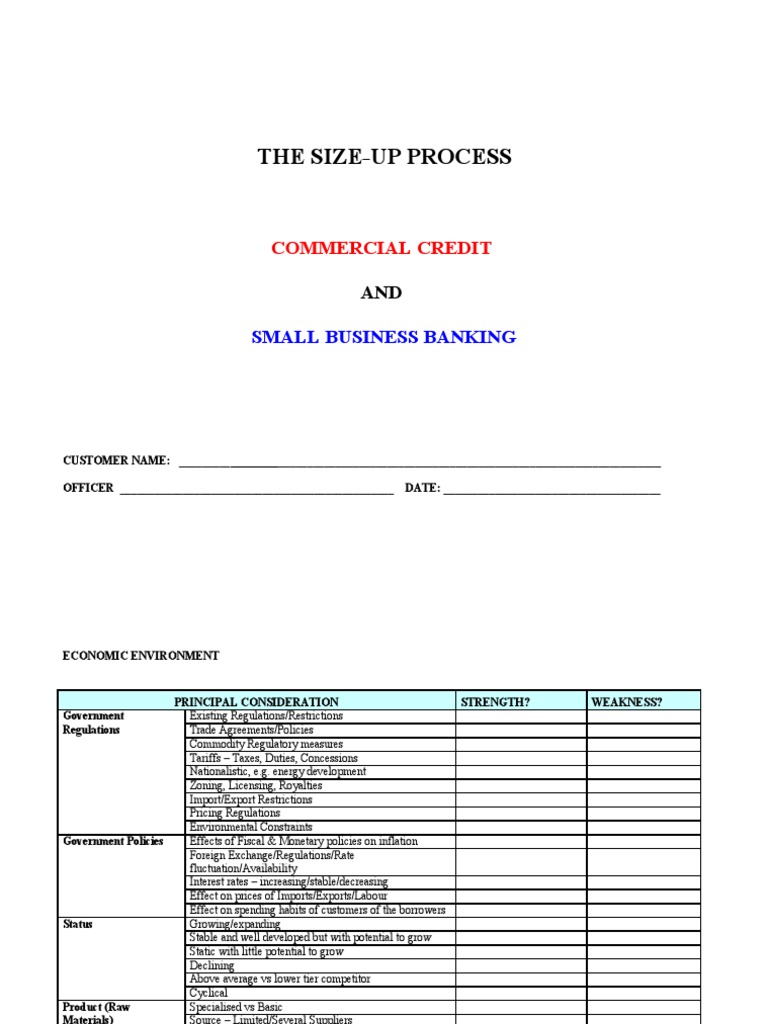 Commercial Credit Size-Up Process Guide | PDF | Inventory | Competition
