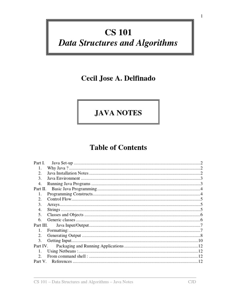 Cs101 Java Notes Pdf Java Programming Language Class Computer