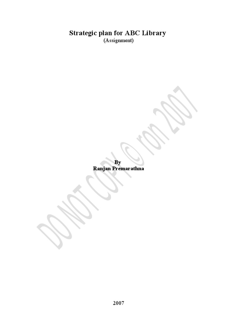 Strategic Plan For ABC Library by Ranjan Premarathna | PDF | Swot ...