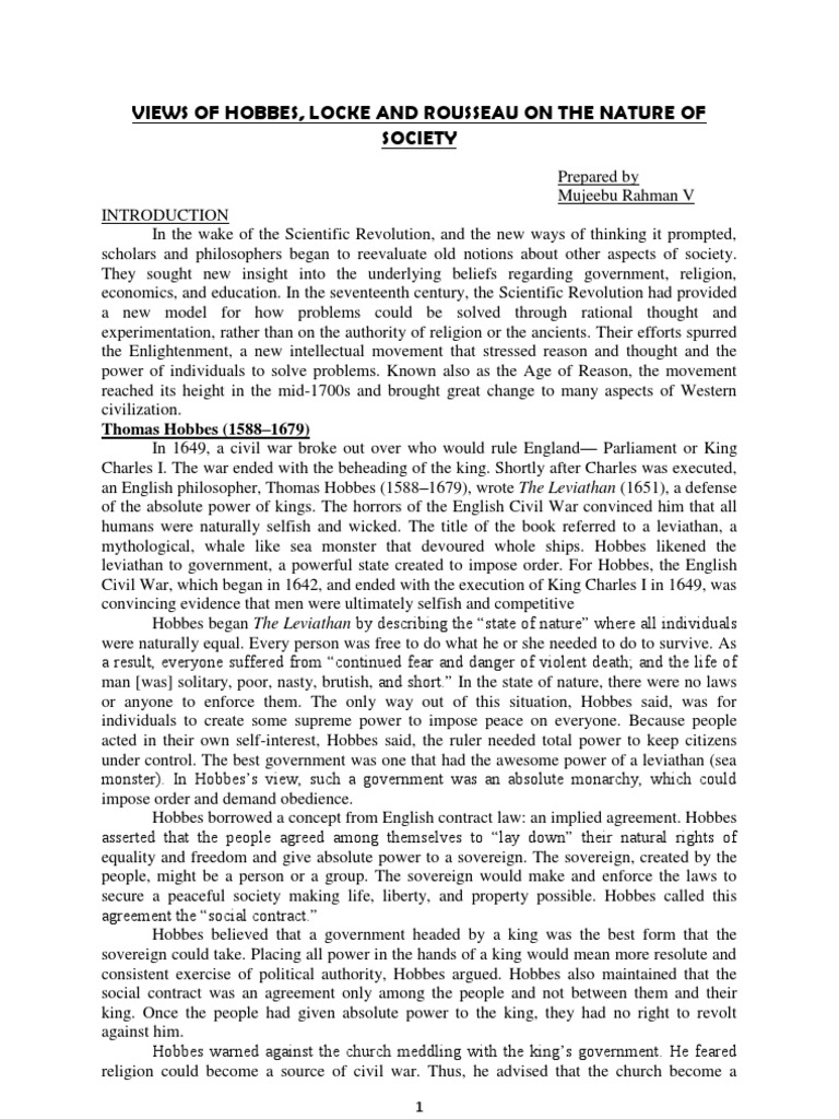 Hobbes, Locke and Rousseau | Social Contract | Natural And Legal Rights