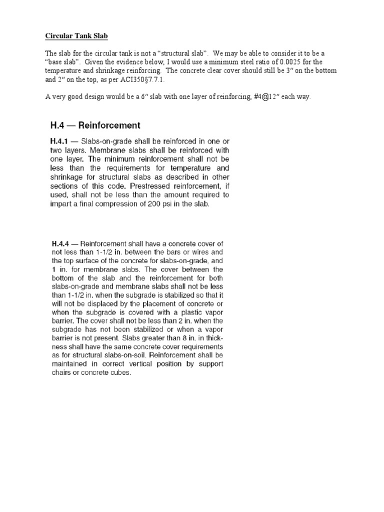 Circular Tank Slab Design | PDF