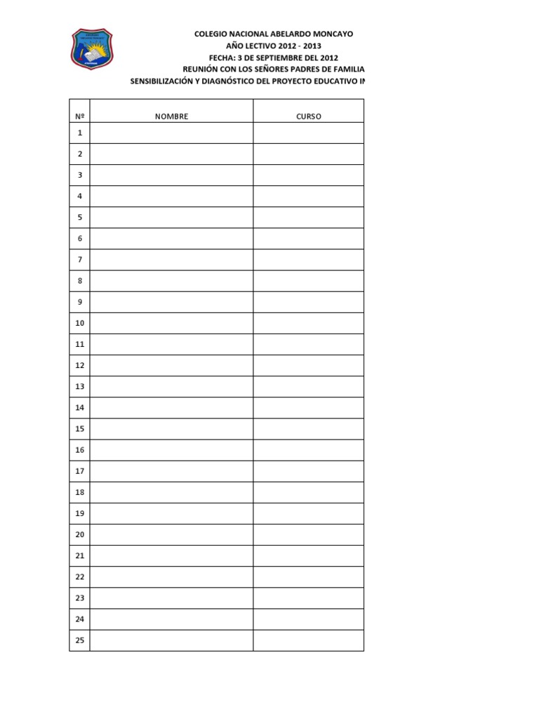 Hoja Firmas Padres de Familia | PDF