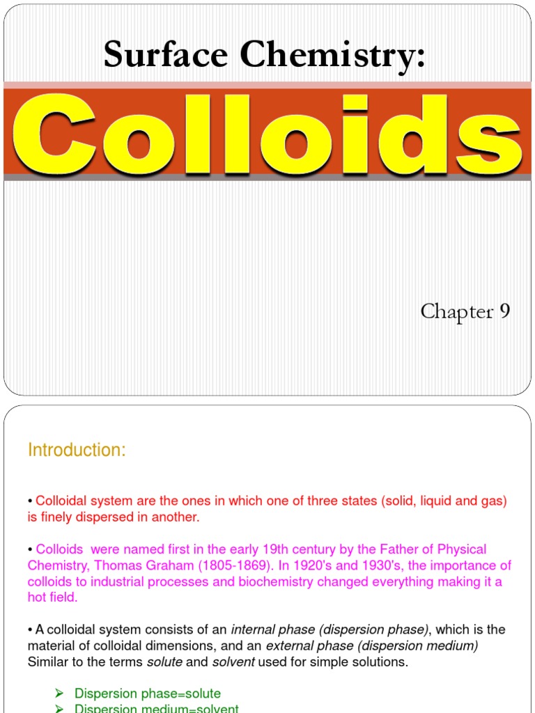 Surface Chemistry: Colloids | PDF | Colloid | Solution