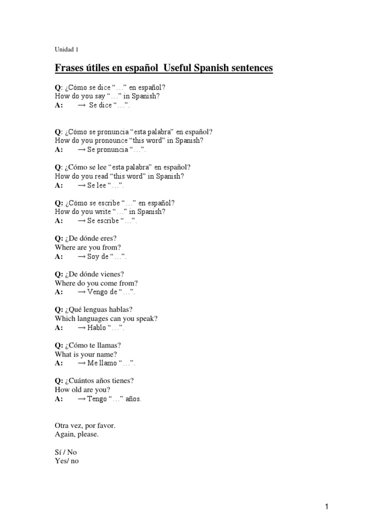 Pronunciación de frases útiles en español | PDF