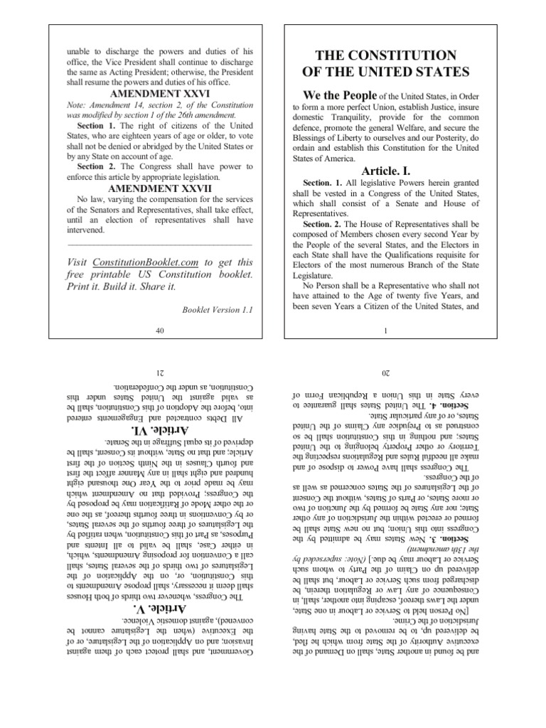 Constitution Booklet | PDF | Presidents Of The United States | American ...