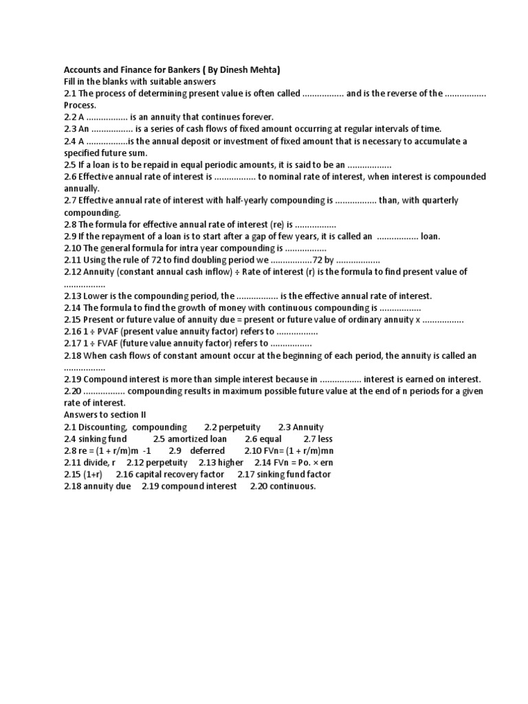 Finance and Banking Exam Workbook | PDF | Present Value | Interest