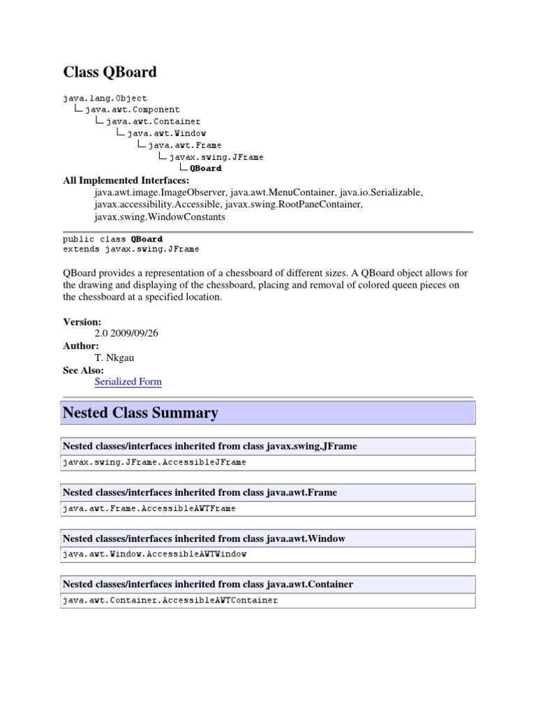 Class QBoard | PDF | Boolean Data Type | Java (Programming Language)