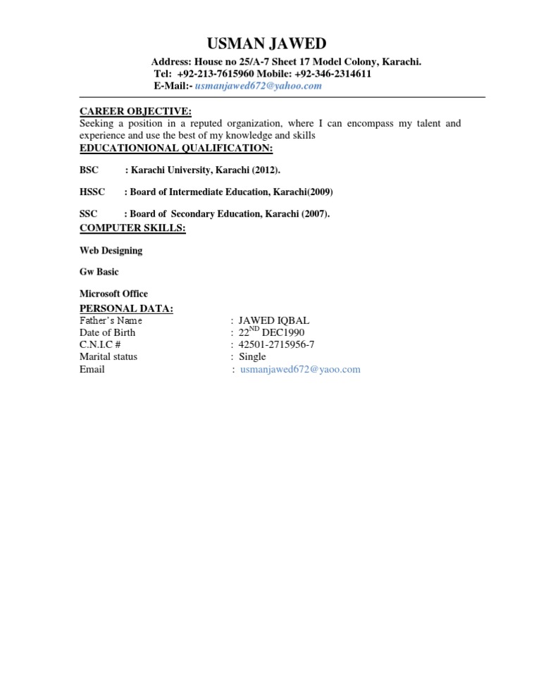 Usman CV | PDF | Career & Growth