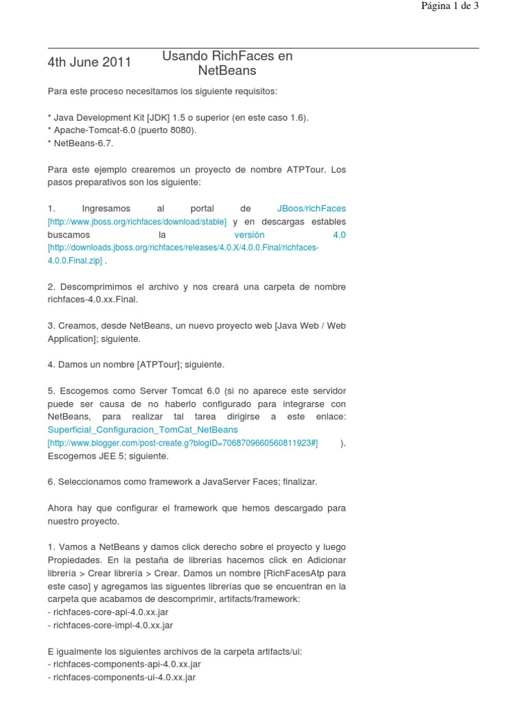 Usando Richfaces en Netbean | PDF | Frijoles Netos | Aplicaciones y software