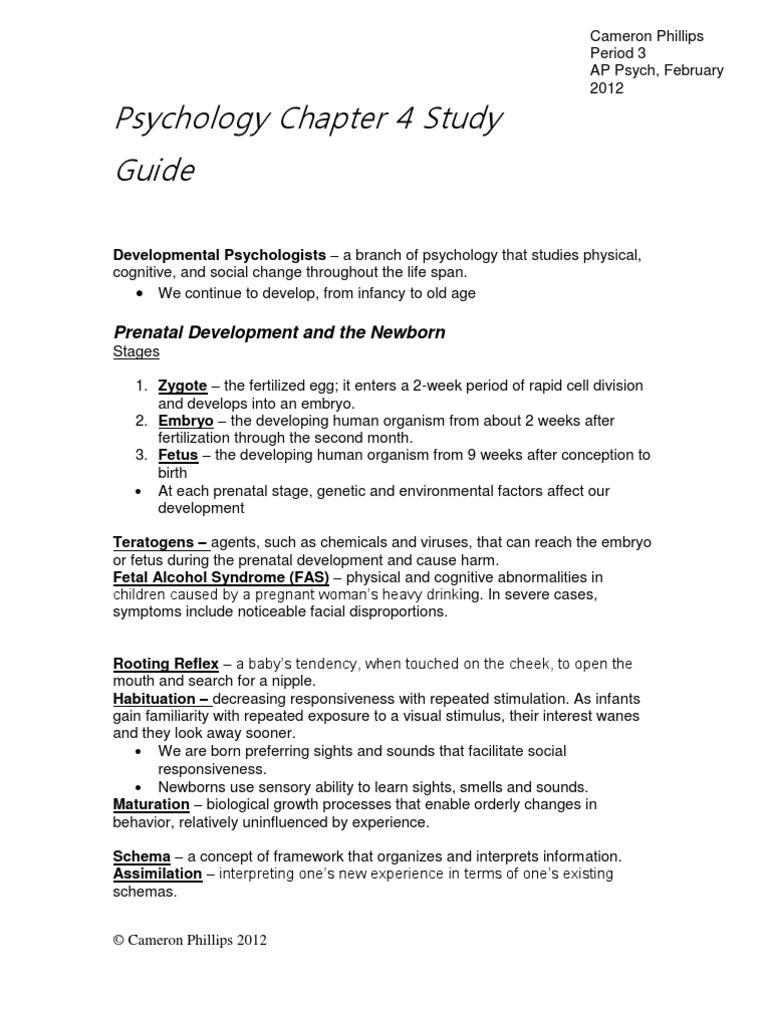 AP Psychology Study Guide | PDF | Cognitive Development | Adolescence