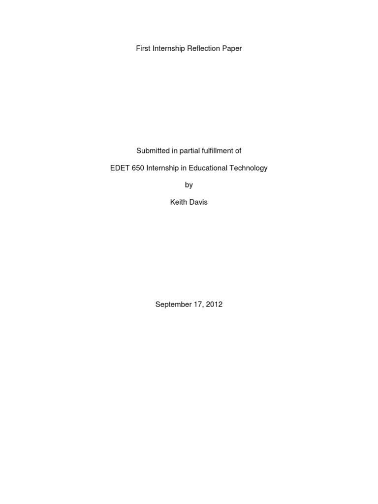 First Internship Reflection Paper | PDF