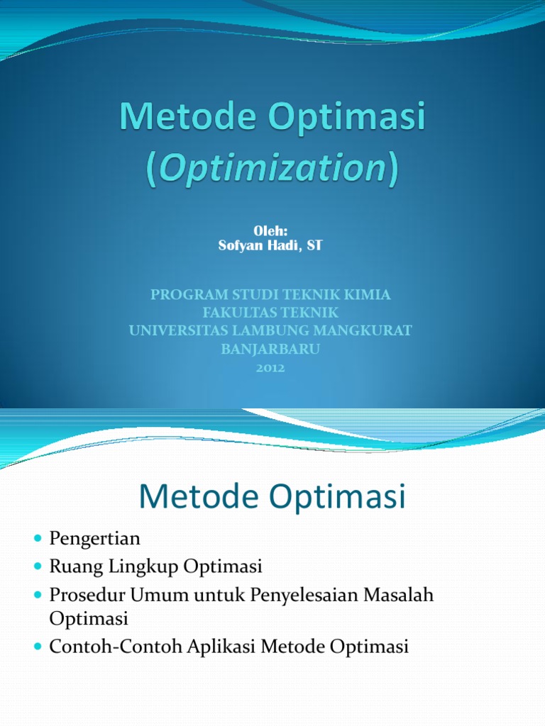 Metode Optimasi (ASTK I) | PDF