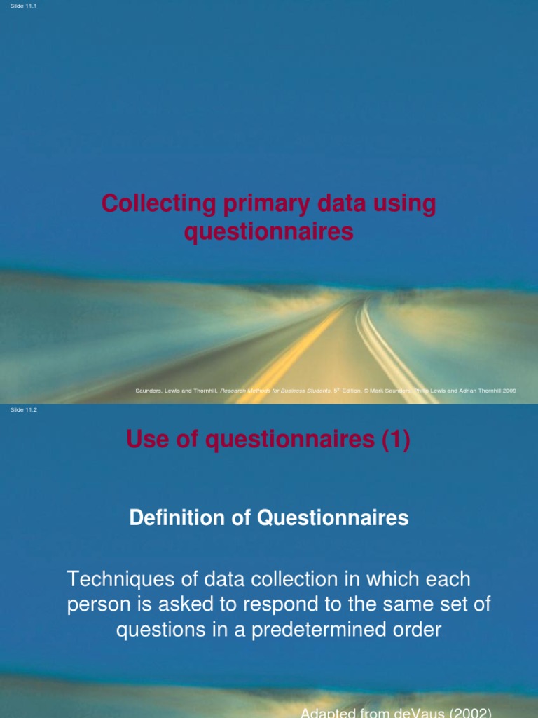 Collecting Primary Data - Questionnaire | PDF | Questionnaire | Question