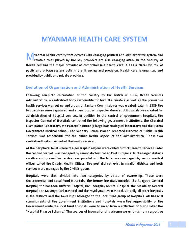 Myanmar Health Care System | PDF | Alternative Medicine | Social ...