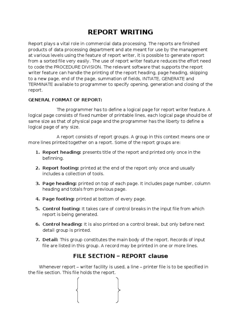 Report Writing in Cobol | PDF | Programmer | Information Technology ...