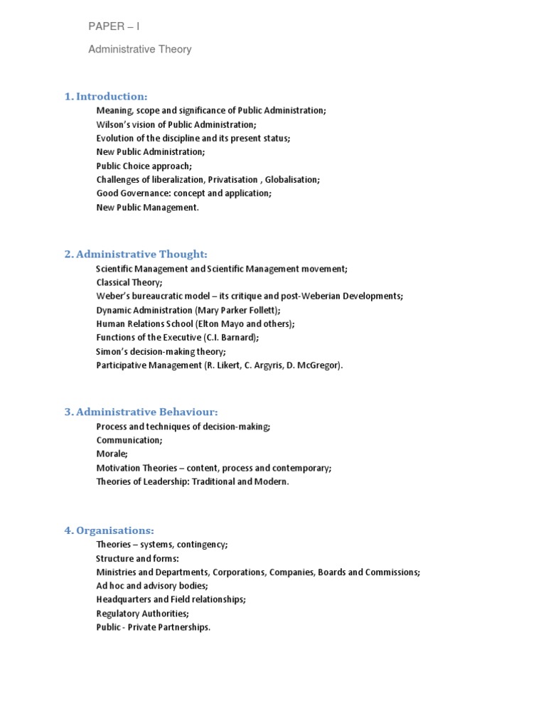 Public Administration Syllabus | PDF