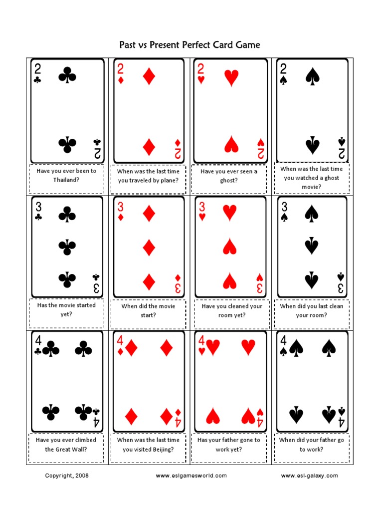 Past vs Present Perfect Game | PDF | Language Arts & Discipline